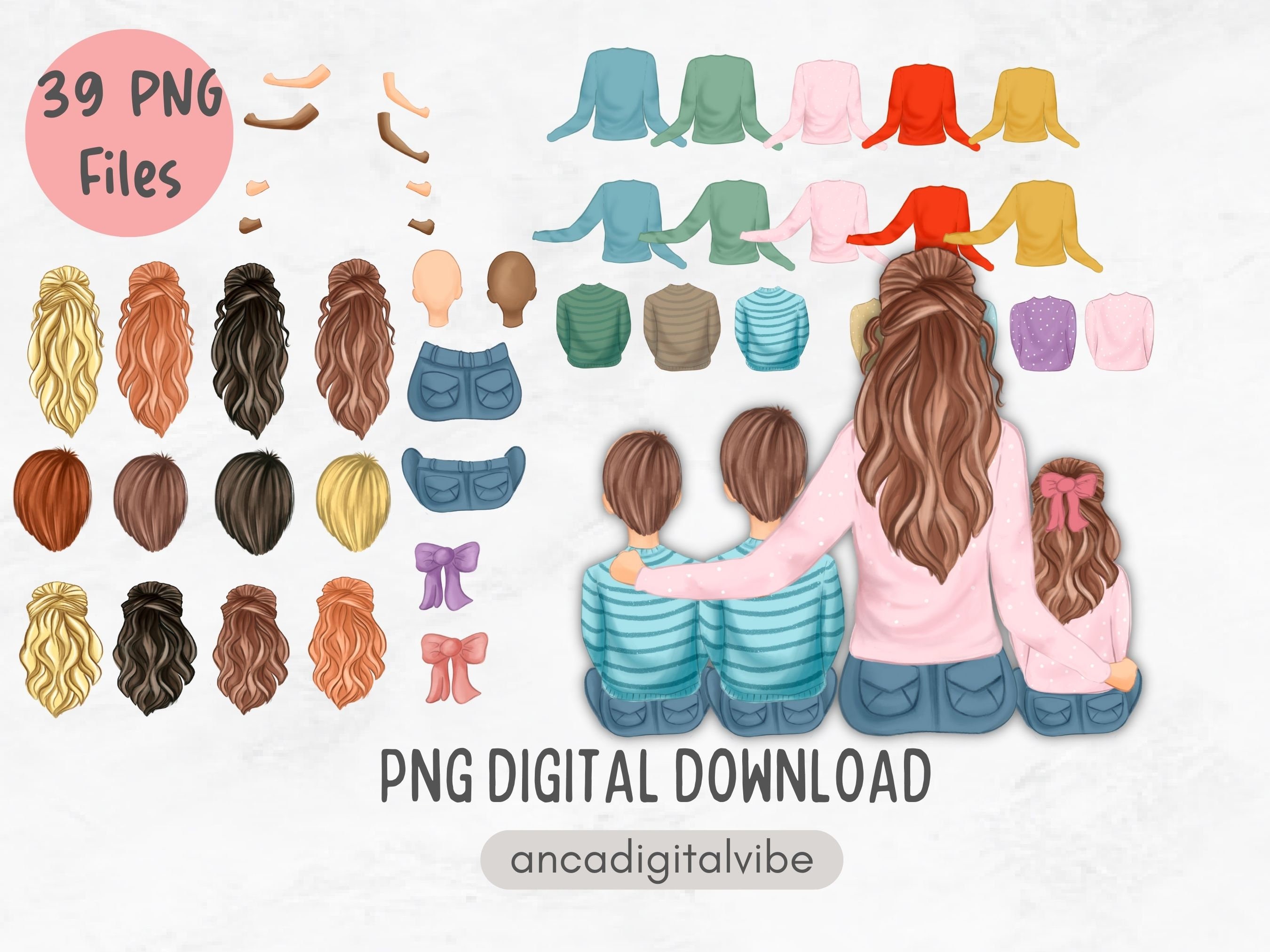 Mom and Kids Bundle 30 PNG Cliparts mothers Day Gift Mom of - Etsy