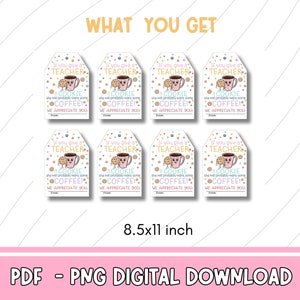 Valentine Teacher Gift Tags, Teacher Appreciation Printable , DIY ...