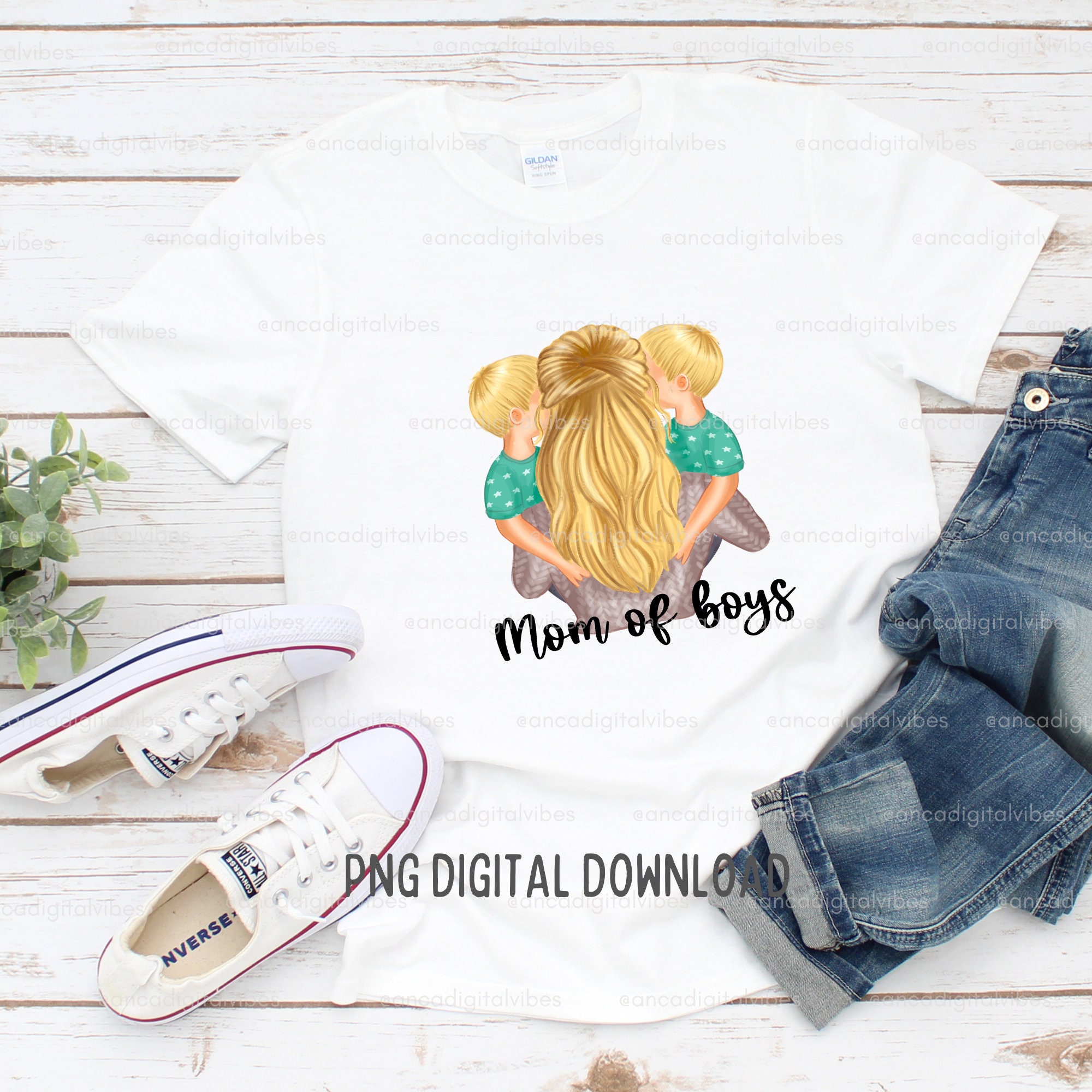 Mom of Boys Blonde Family,mothers Day Gift Two Boys, Mama Clipart, Boys ...
