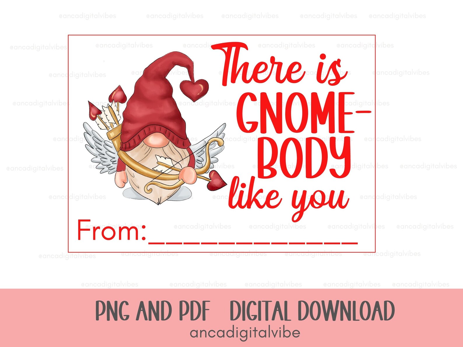 Gnome Printable Valentine Cards, Printable Valentine Card, My Favorite ...