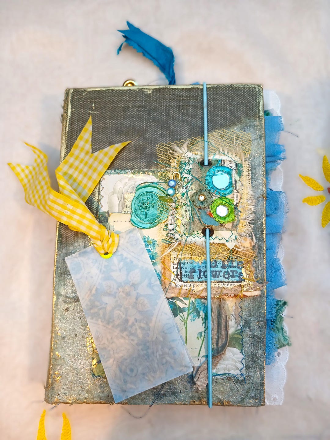 Vintage Junk Journal BLUE FLOWERS, Altered Book, Floral Vintage Shabby ...