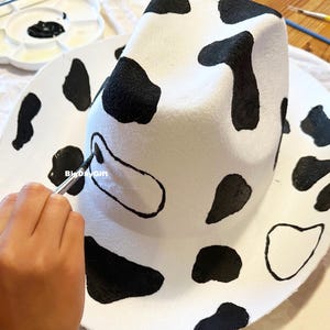 Custom Hand-drawn Cow Print Cowboy/cowgirl Hat – Personalized With ...