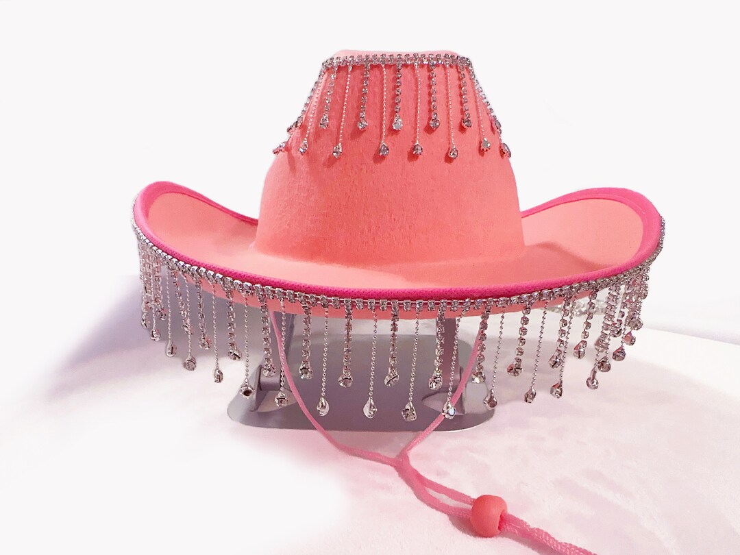 Pink Cowboy Hat, Bridal Shower Hat, Cowboy Wedding, Disco Cowboy Hat ...