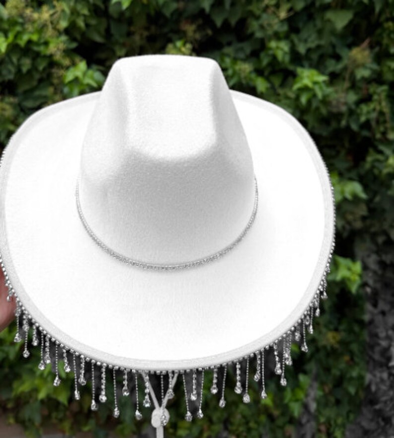 White Diamond Cowboy Hat With Double Rhinestone - Etsy