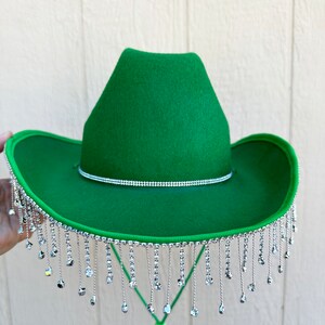 Green Cowboy Hat, Cowgirl Hat, Diamond Fringe Cowboy Hat, Nashville ...