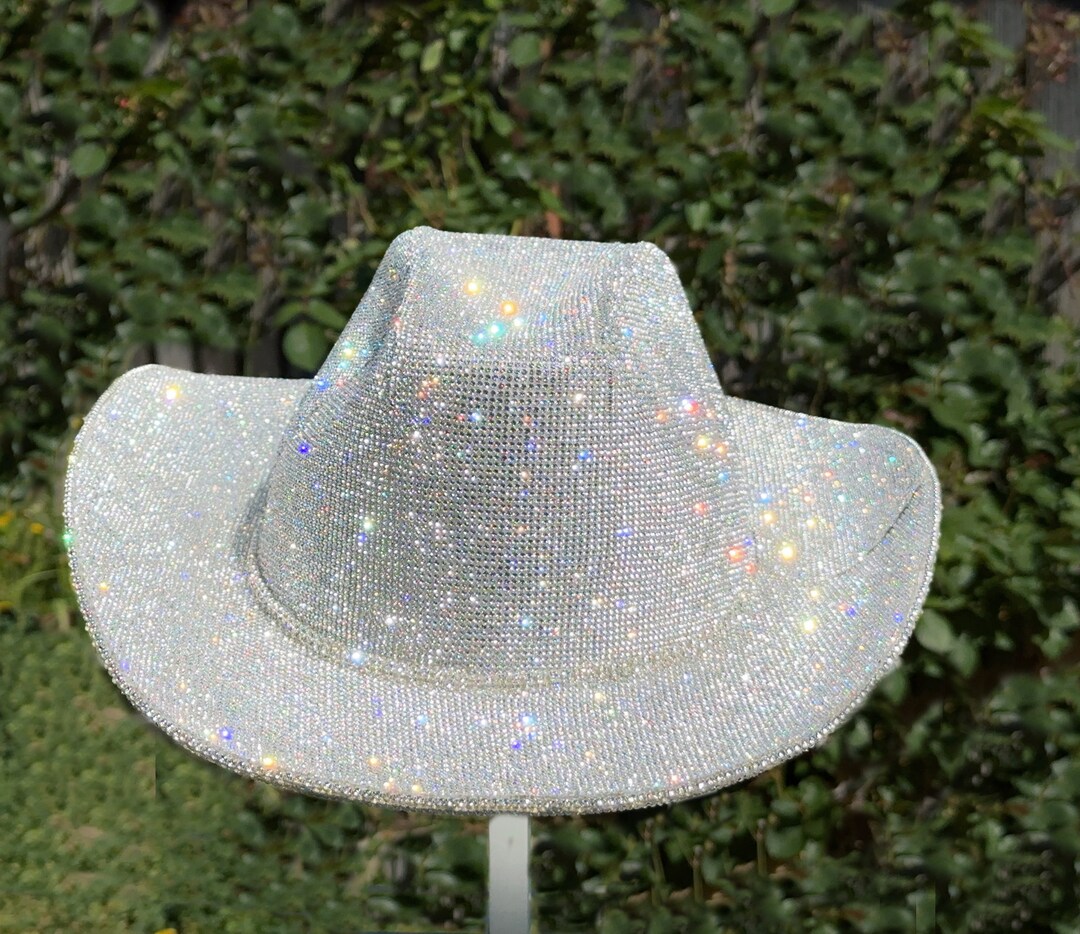 Fully Covered White & Crystal Rhinestone Hat,rhinestone Cowgirl Hat ...
