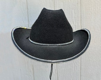 Light Blue Cowboy Hat With Rhinestone Boacowgirl - Etsy