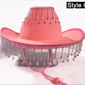 Pink Cowboy Hat, Bridal Shower Hat, Cowboy Wedding, Disco Cowboy Hat ...