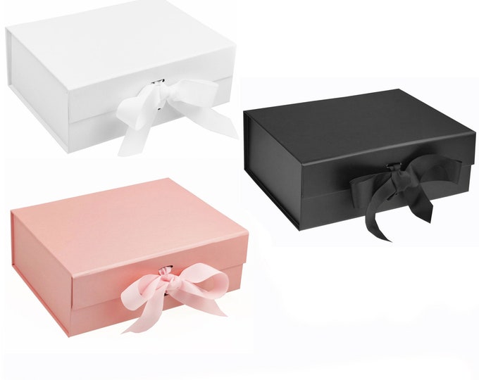 Ribbon Magnetic Closure Box, Personalized Bridesmaid Box, Groomsmen Box ...