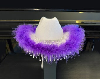 White Diamond Cowboy Hat With Rhinestone Fringe - Etsy
