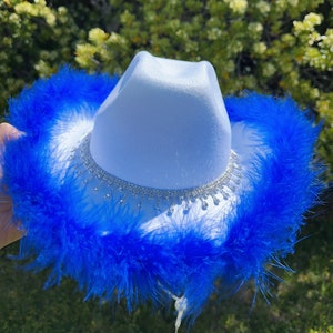 White Diamond Cowboy Hat With Rhinestone Fringe Band,bachelorette Bride ...