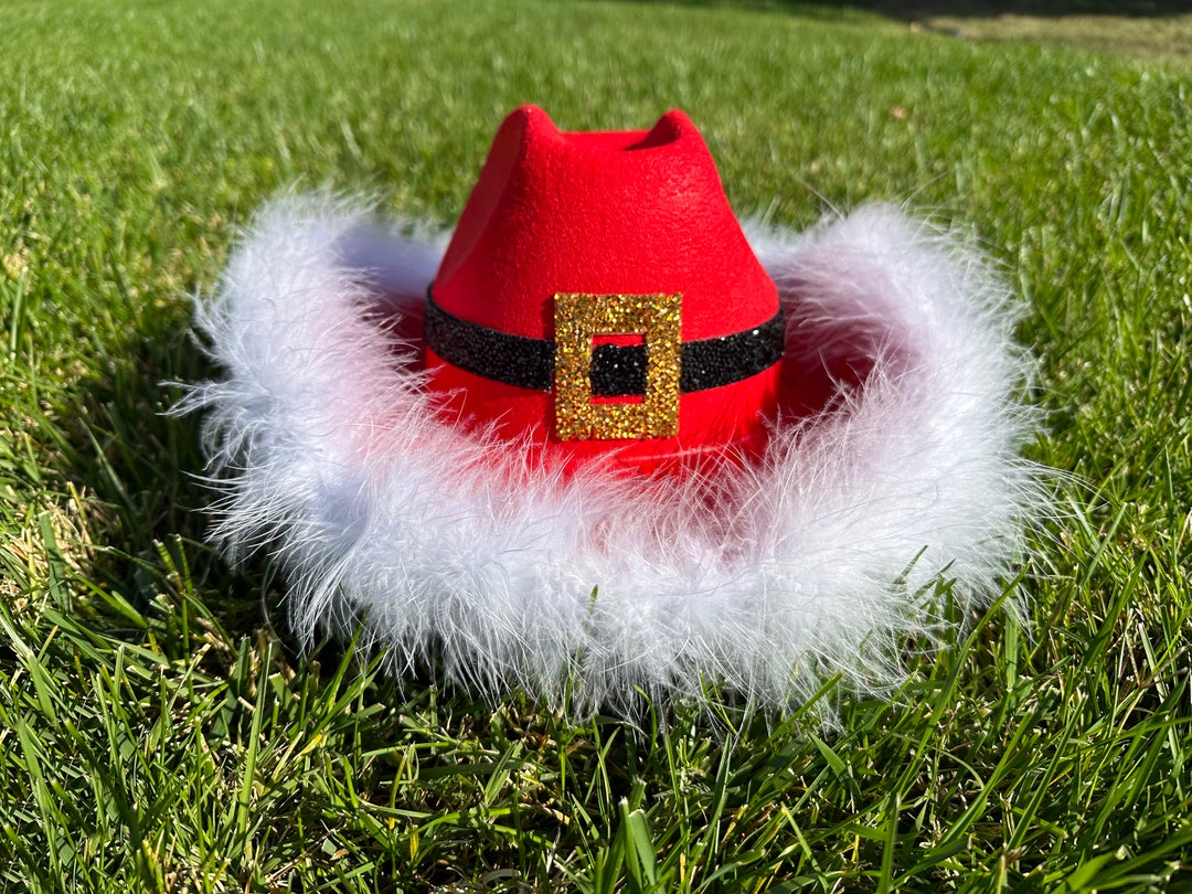 Custom Christmas Cowboy Hat, Santa Hat,red Cowboy Hat With Rhinestones ...