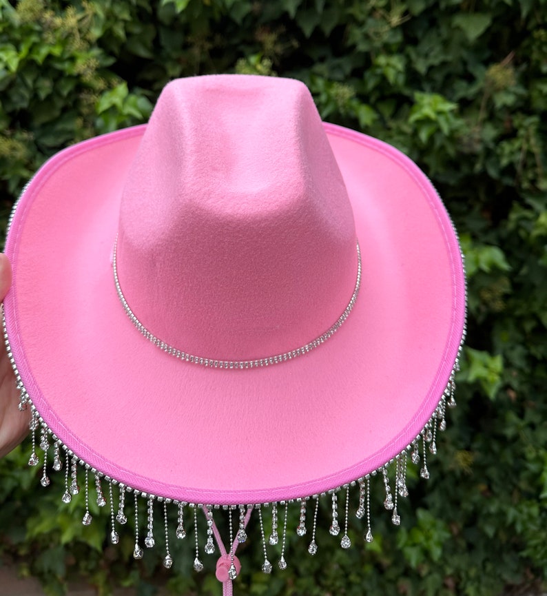 Pink Bride Hat, Bridal Shower Hat, Cowboy Wedding, Pink Bride Hat With ...