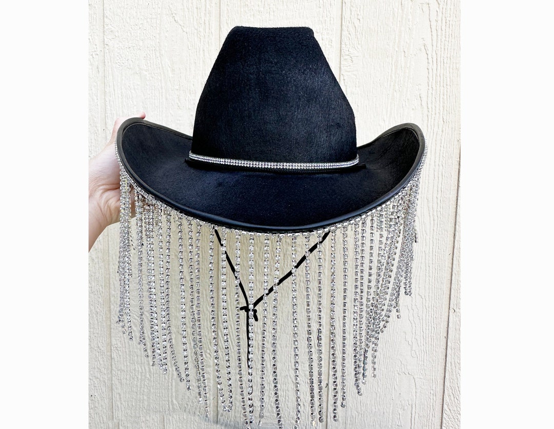 Black Pink Diamond Cowboy Hat With Double Rhinestone Band,bachelorette ...