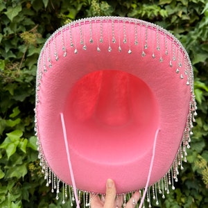 Pink Cowboy Hat, Bridal Shower Hat, Cowboy Wedding, Disco Cowboy Hat ...