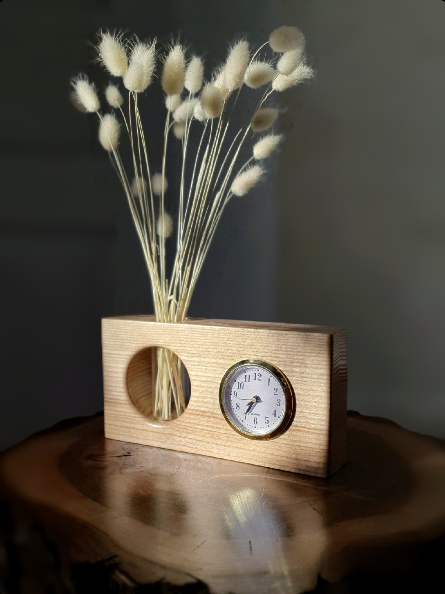 Handcrafted Wooden Analog Desk Clock With Decorative Compartments - Etsy