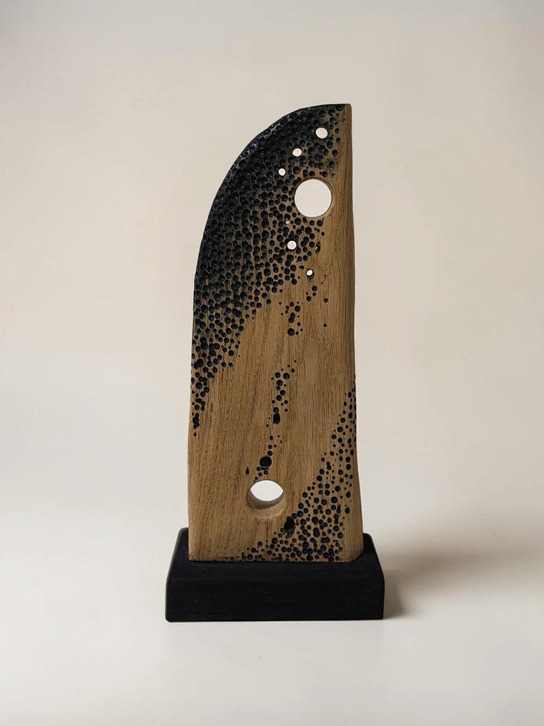 Abstract Oak Wood Sculpture, Organic Modern Art Object, Contemporary ...