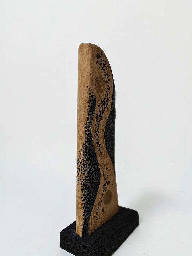 Abstract Oak Wood Sculpture, Organic Modern Art Object, Contemporary ...