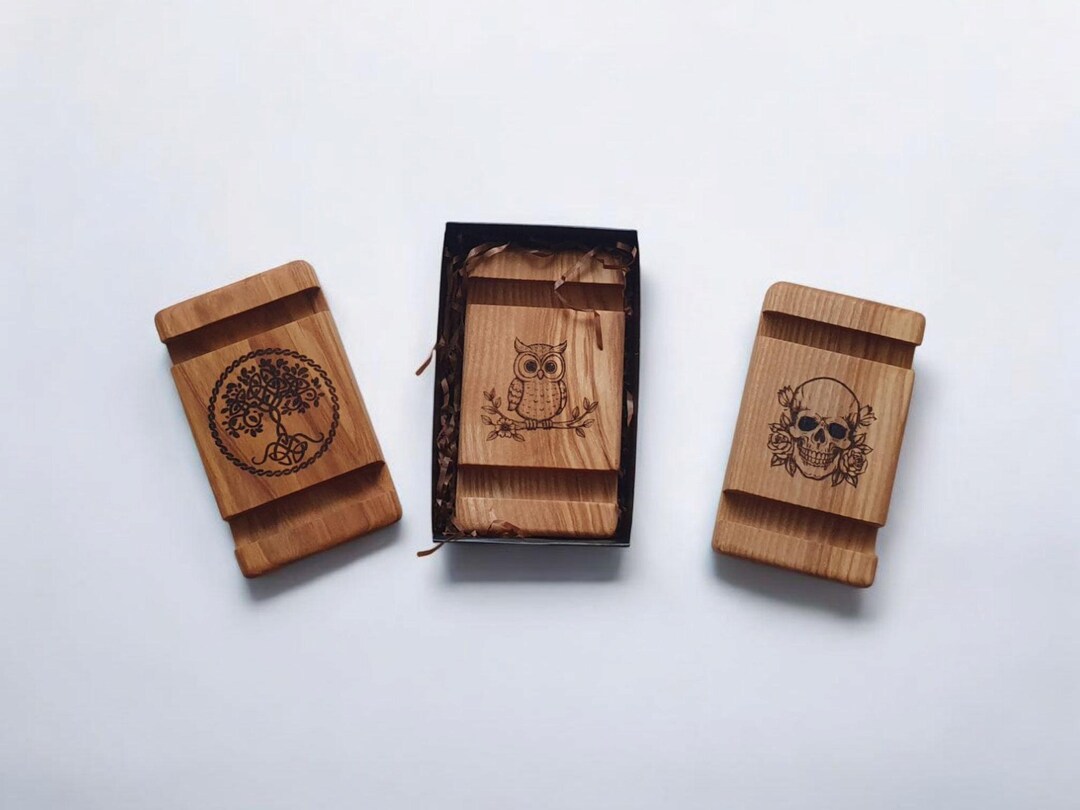 Engraved Ash Wood Phone Stand: Tree of Life Docking Station - Etsy