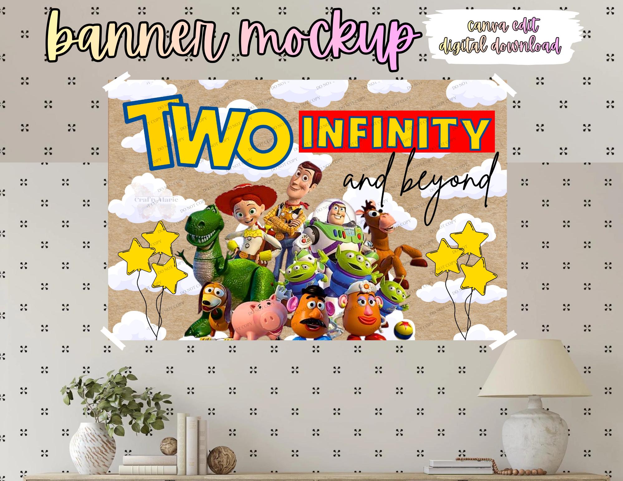 Two Infinity and Beyond Banner Template Canva Edit Digital Download - Etsy
