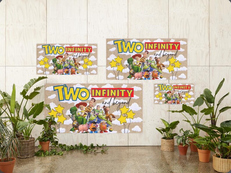 Two Infinity and Beyond Banner Template Canva Edit Digital Download - Etsy