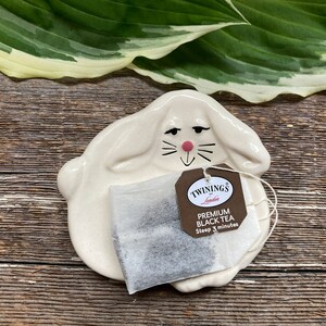 Ceramic Bunny Rabbit Dish, Bunny Teabag Holder, Bunny Spoon Rest. Bunny ...