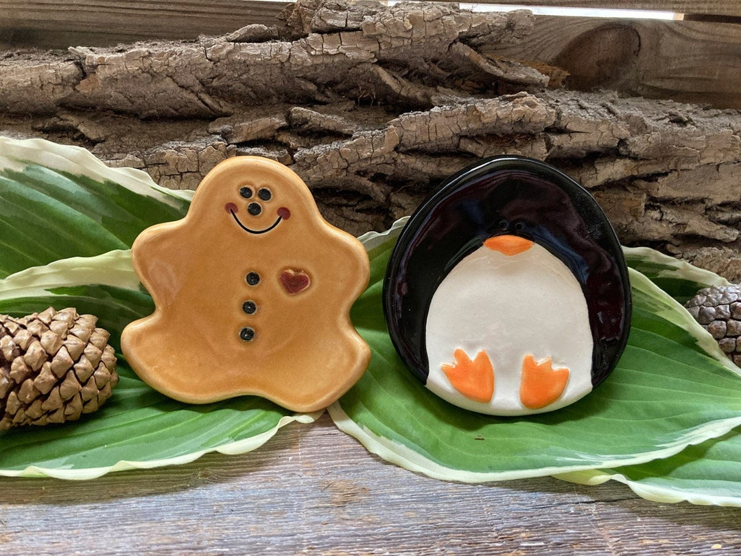 Penguin Spoon Rest / Gingerbread Boy Teabag Holder / Made in USA ...