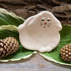 Ceramic Bunny Rabbit Dish, Bunny Teabag Holder, Bunny Spoon Rest. Bunny ...