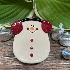 Snowman Teabag Holder. Snowman Spoon Rest for Festive Holiday Decor ...