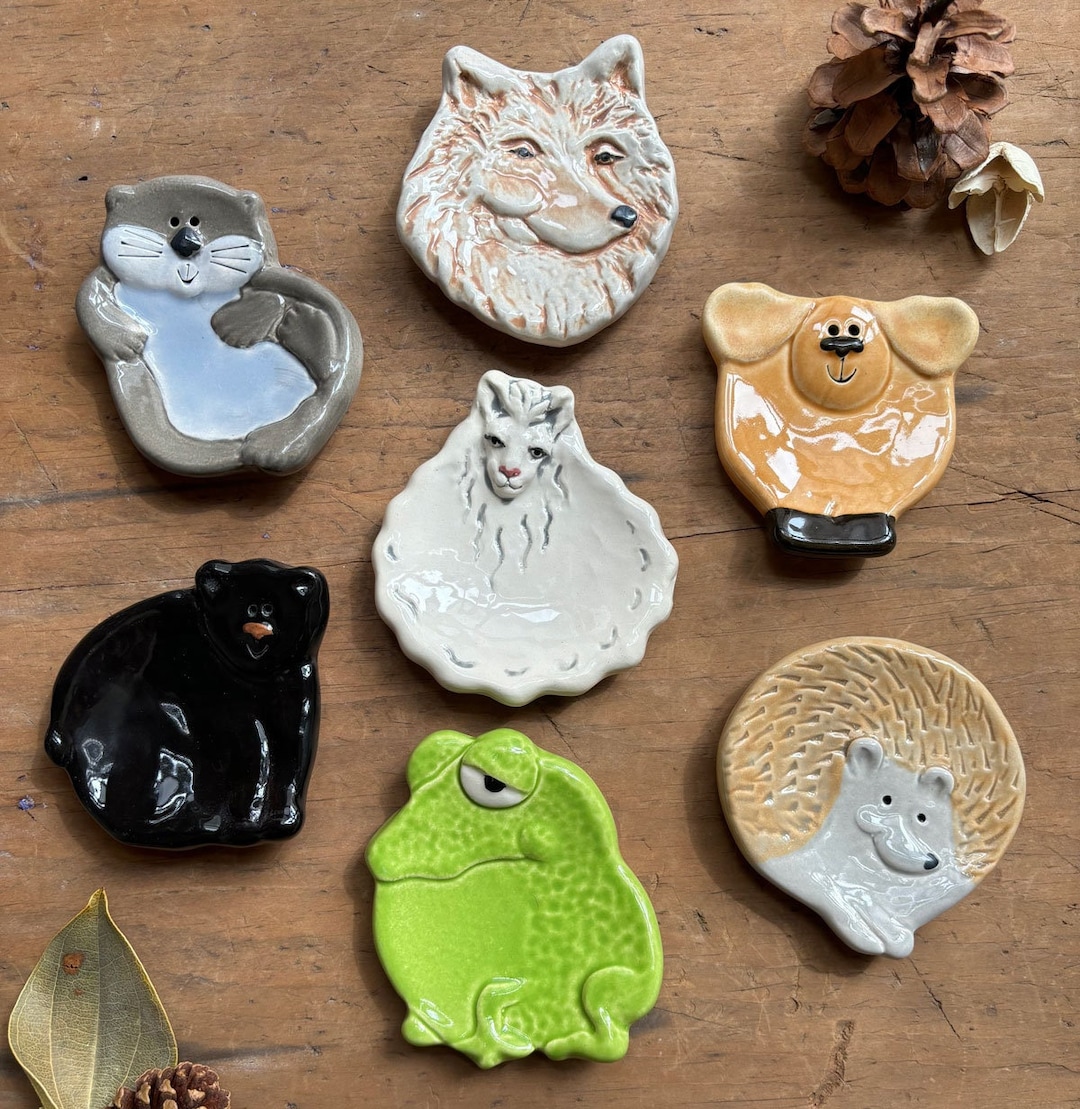 Cute Animal Dishes- Wolf, Sloth, Black Bear, Moose, Hedgehog, Frog ...