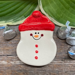 Snowman Teabag Holder. Snowman Spoon Rest for Festive Holiday Decor ...