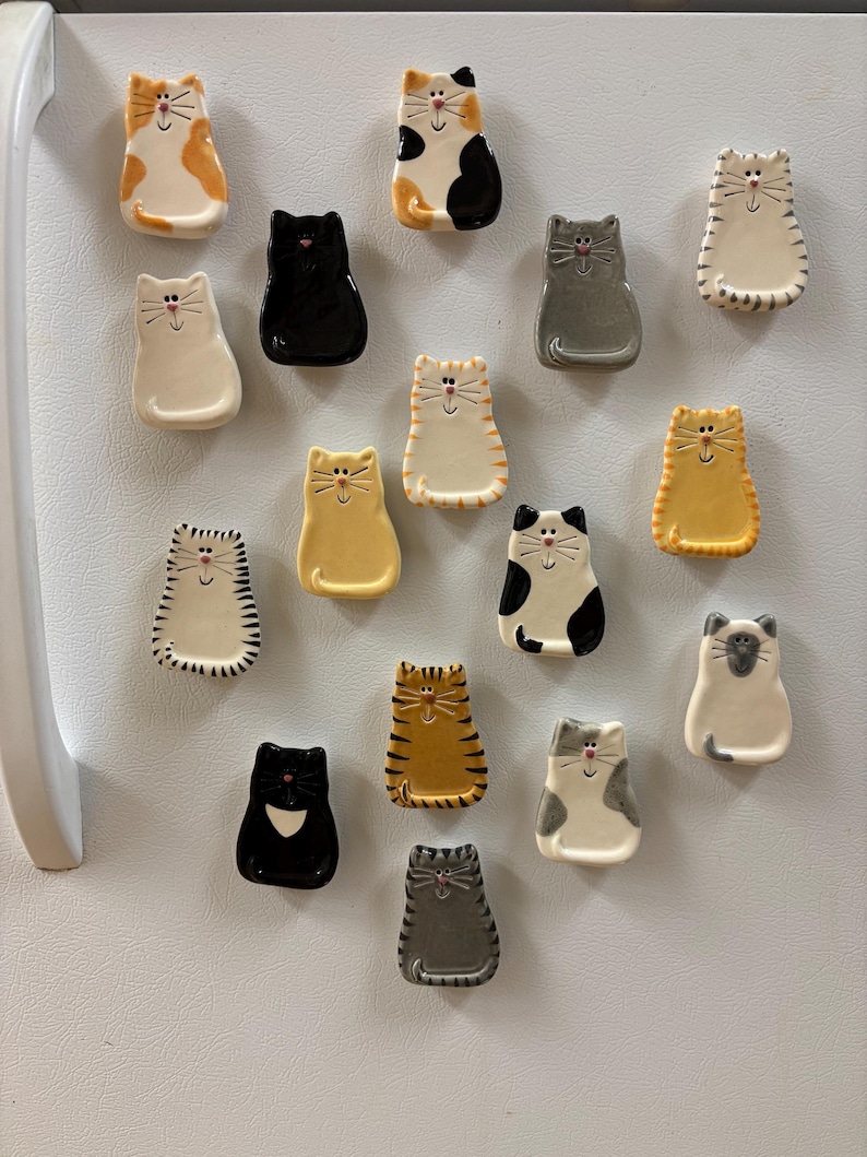 Ceramic Cat Magnets Tabby, Bengal, American Shorthair, Striped Tabby ...