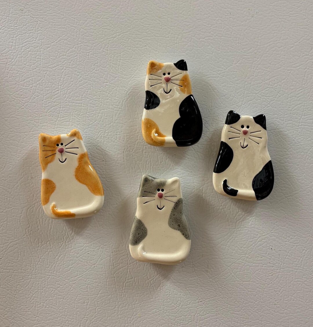 Ceramic Cat Magnet Siamese, Persian, Spotted Orange, Gray, Black, White ...