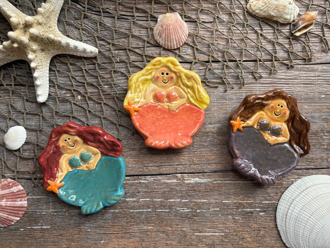 Ceramic Mermaid Trinket Dish, Spoon Rest. Hostess Gift for Backyard ...