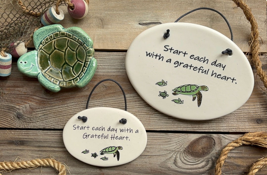 Start Each Day With a Grateful Heart. Sea Turtle Dish, Nautical ...