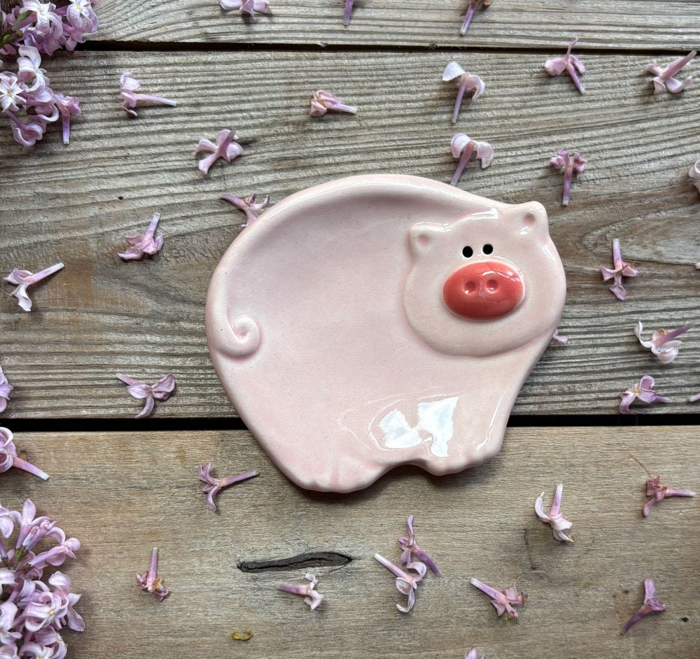 Pig Spoon Rest, Pig Tea Bag Holder, Pig Ring Dish, Pig Coffee Spoon ...