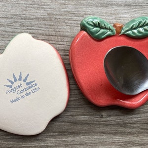 Apple Spoon Rest, Tea Bag Holder, Paper Clip Dish for Teacher. End of ...