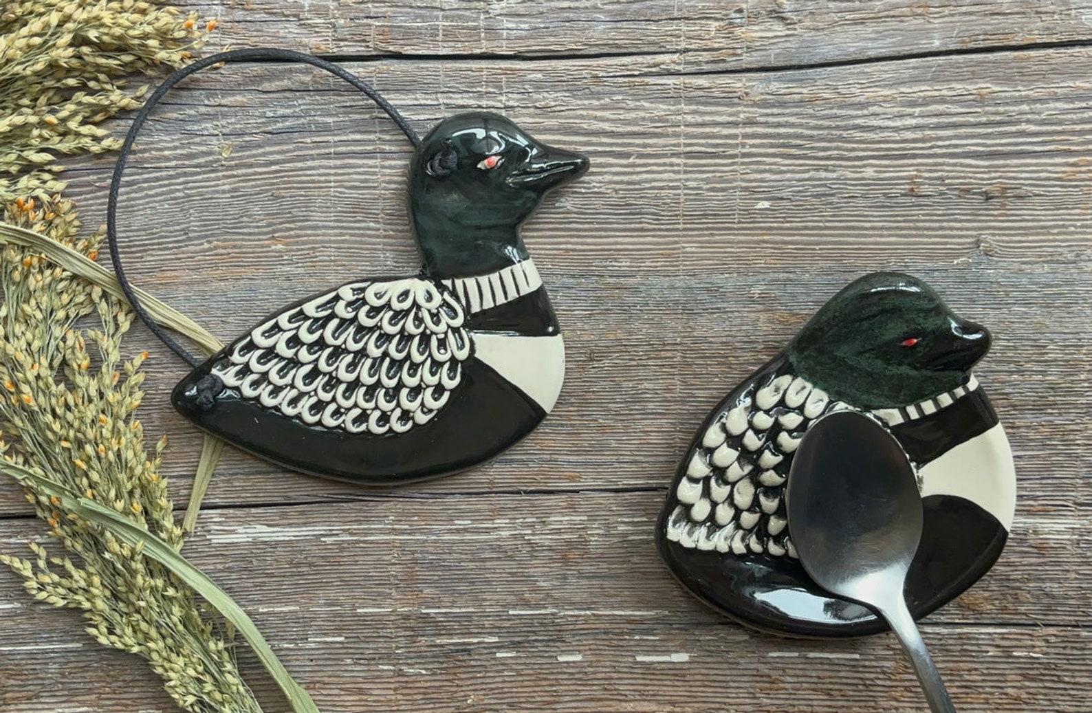 Ceramic Loon Teabag Rest, Loon Spoon Rest, Christmas Ornament ...