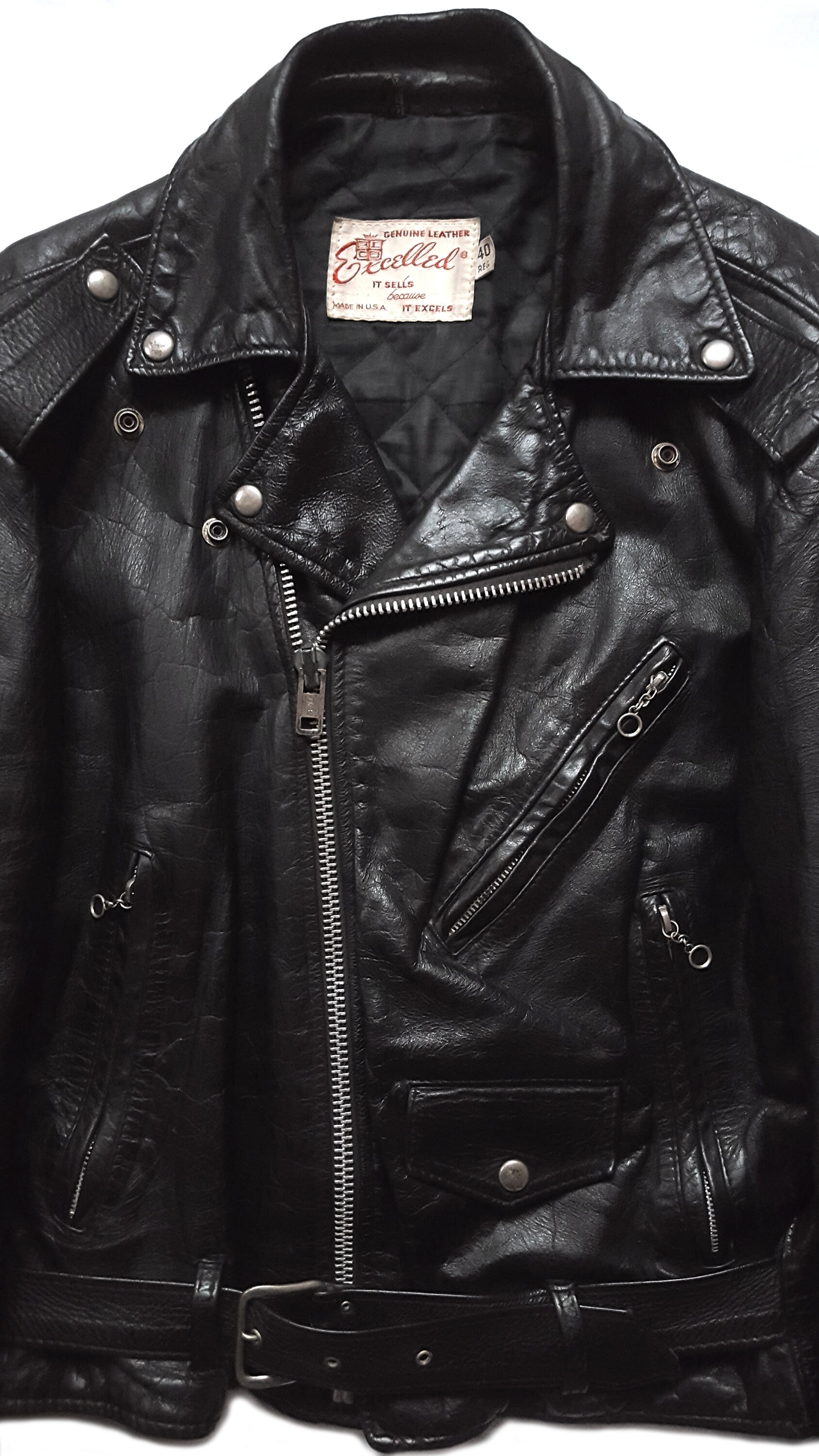 Rare Vintage 80s Excelled Classic Perfecto Leather Motorcycle Jacket ...
