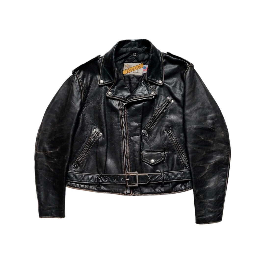Original Rare Vintage 90s Schott NYC Custom 118 Perfecto Retro Style Distressed Leather ...