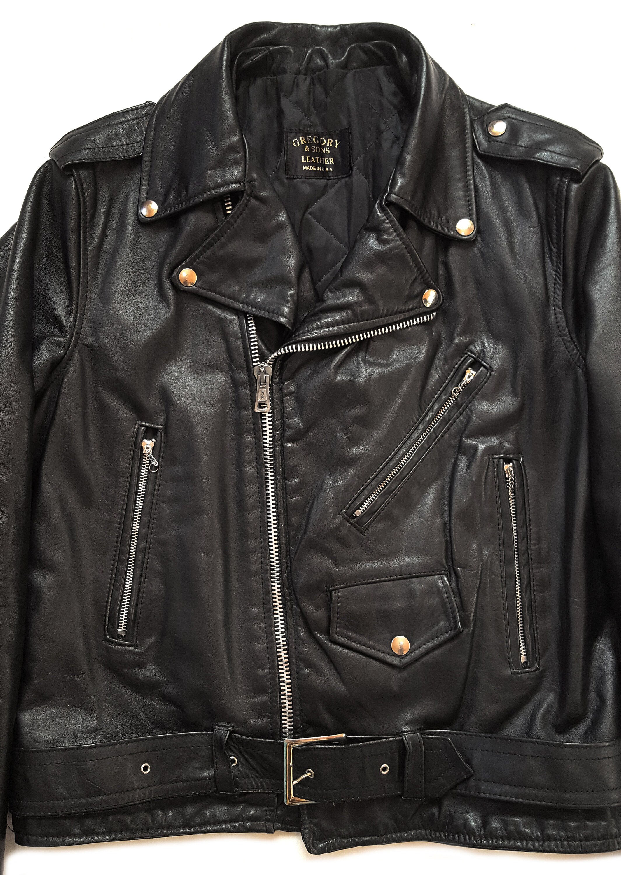 Very Rare Vintage 80s Gregory & Sons Leather Motorcycle Perfecto Jacket ...