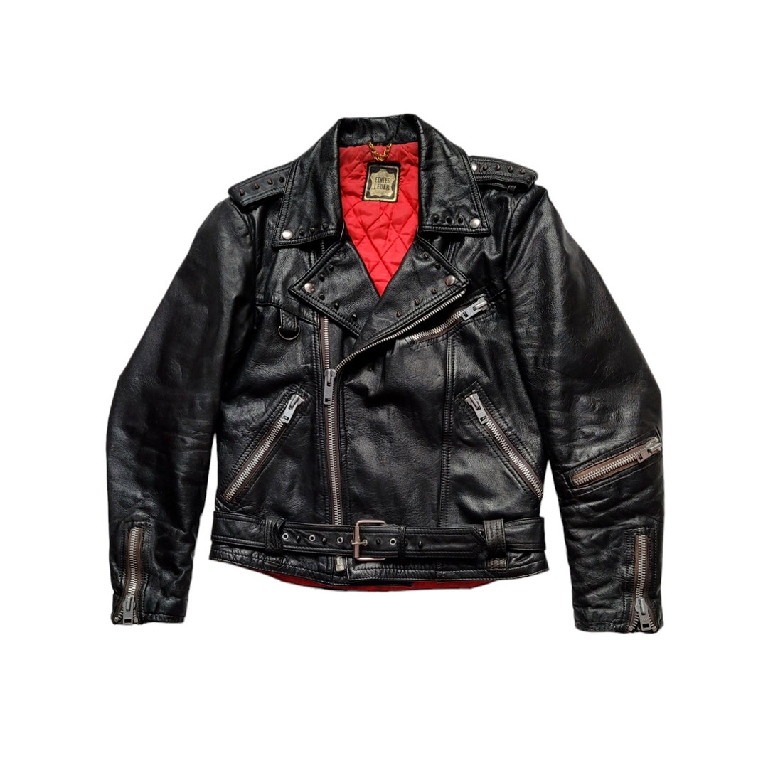 Original Rare Vintage 80s Echtes Leder Jofama Type Motorcycle Spiked ...