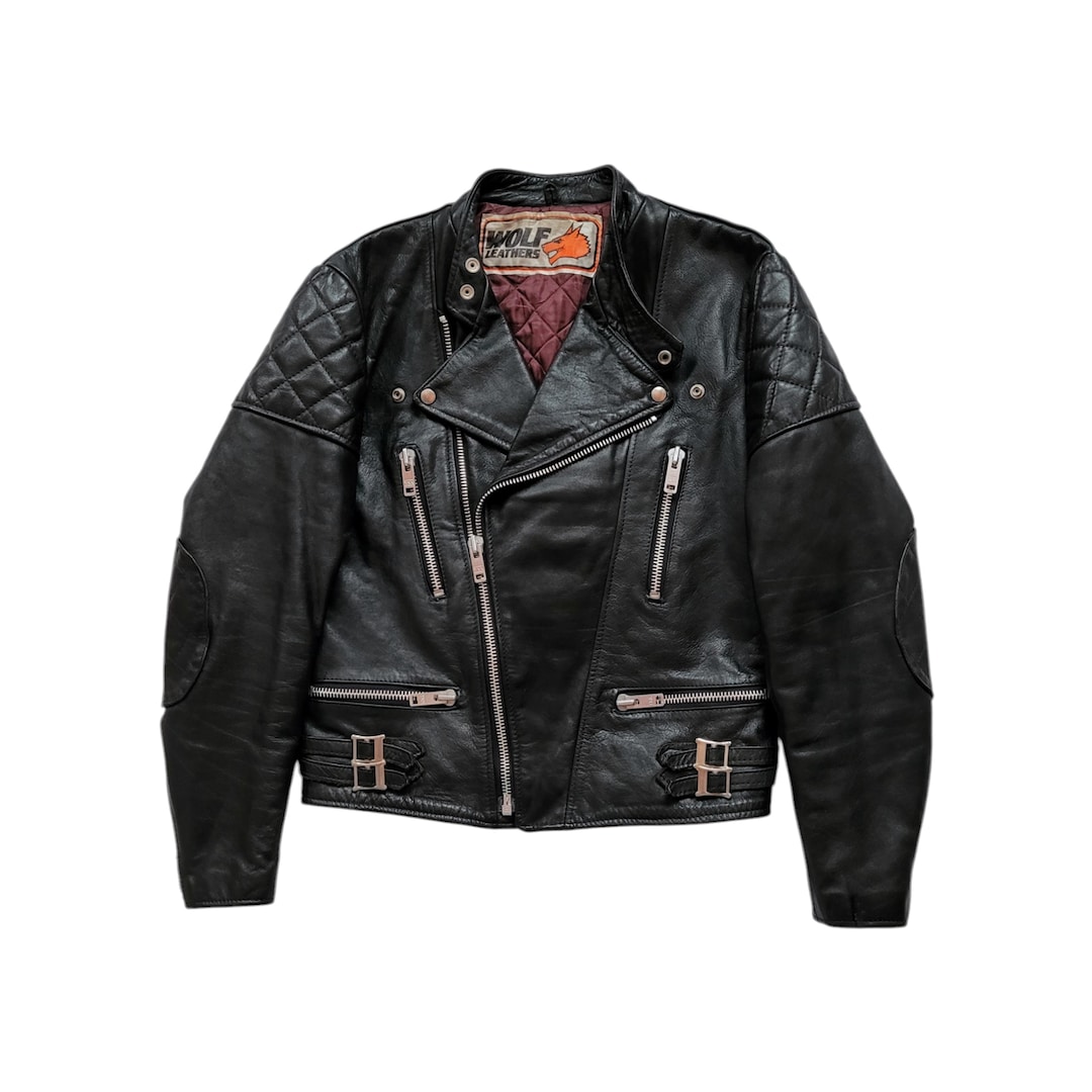 Original Rare Vintage 80s Wolf Leathers Cafe Racer Rider Motorcycle ...