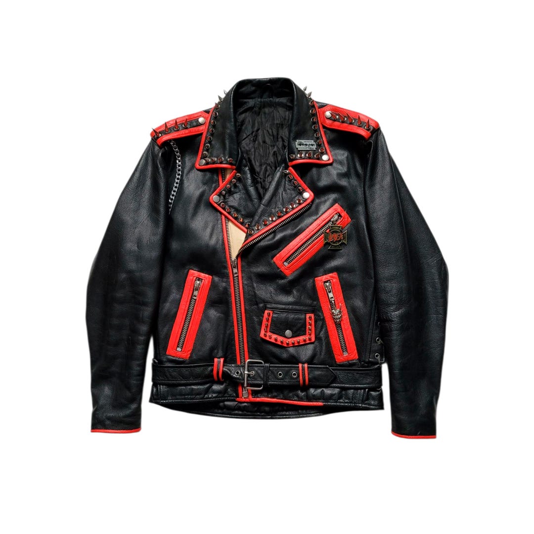 Original Custom Vintage 80s Heavy Metal Spiked Leather Motorcycle ...