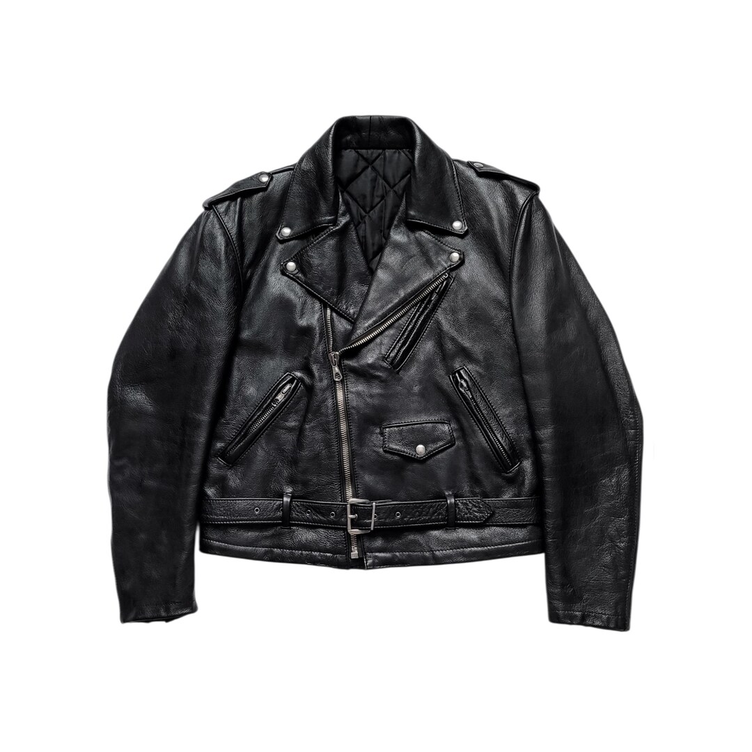 Original Rare Vintage 90s Perfecto Type Motorcycle Leather Jacket Made ...