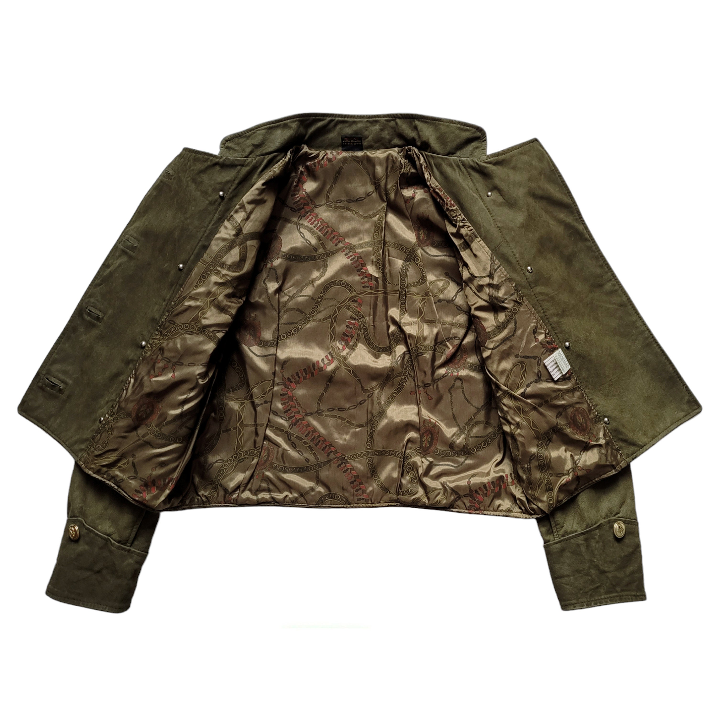 Original Rare Vintage 90s Military Style Cropped Leather Nubuck Tunic ...