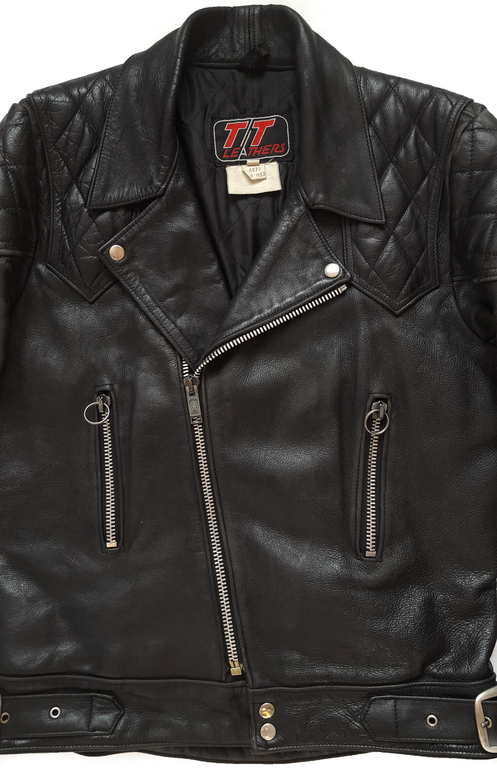 Rare Vintage 70s TT Leathers Essex Distressed Leather Motorcycle Punk ...