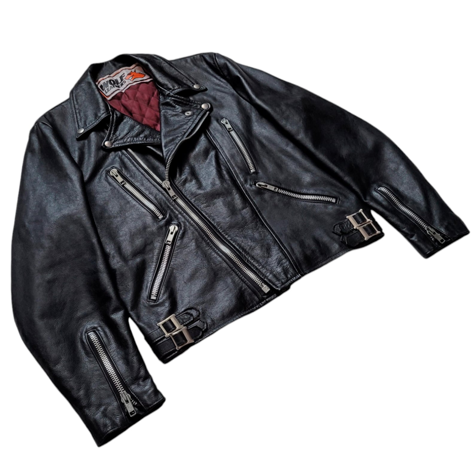 Original Rare Vintage 80s Wolf Leathers Motorcycle Punk Leather Jacket ...