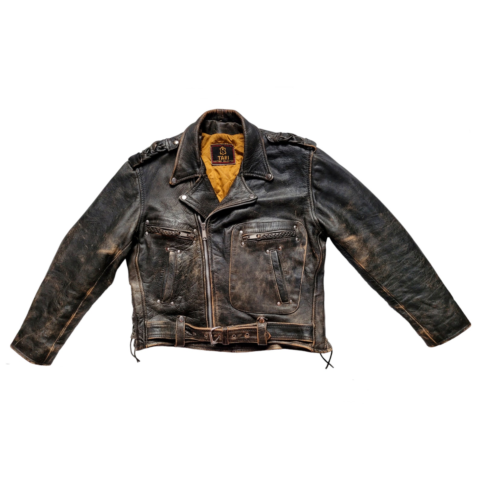 Very Rare Vintage 90s TARI Retro Style Distressed Leather Motorcycle ...