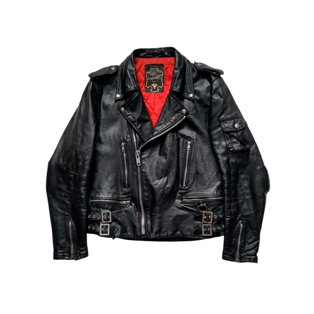 Original Rare Vintage 80s Campri Manx Motorcycle Punk Leather Jacket ...